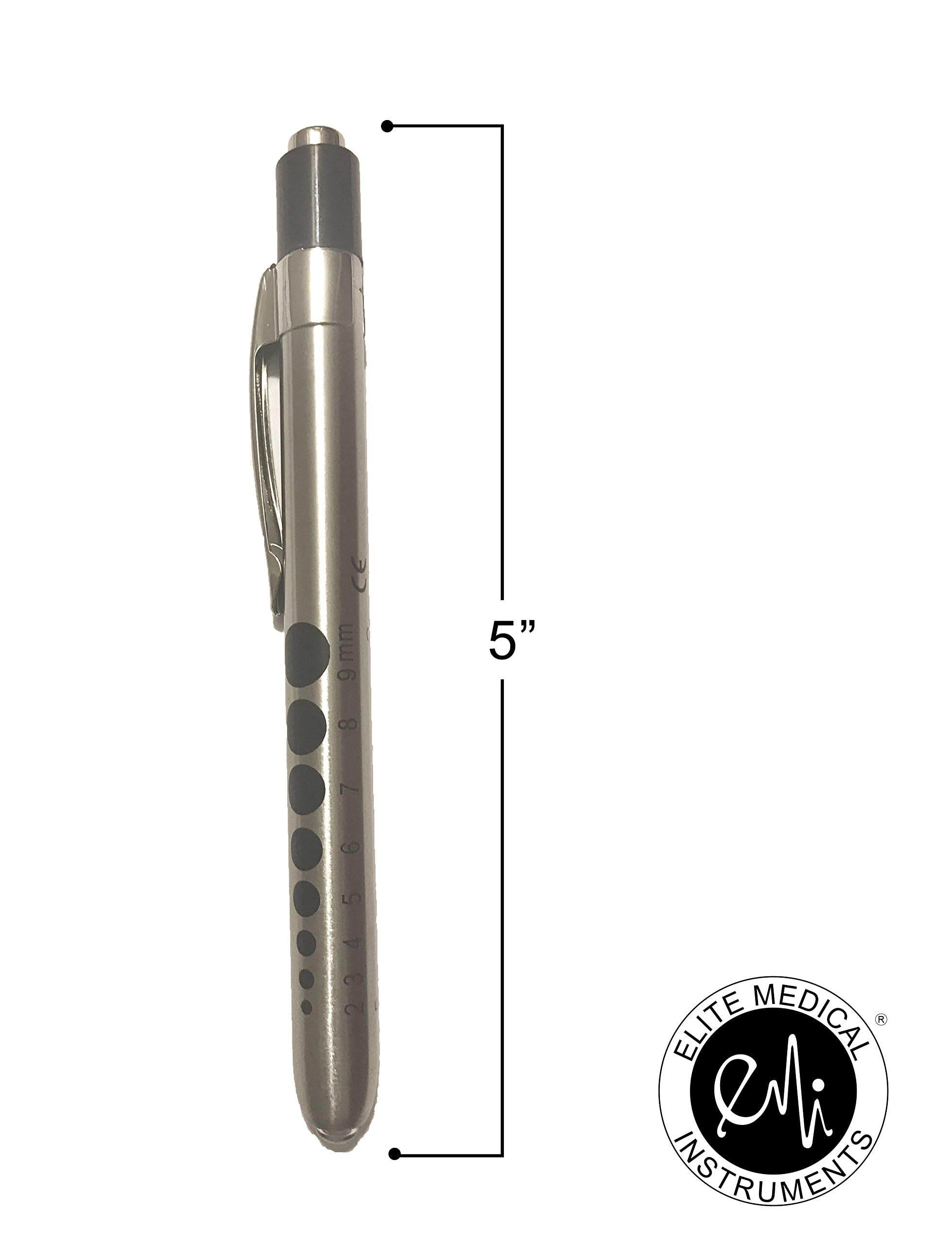 EMI Stainless Steel Diagnostic Medical Penlight with Pupil Gauge - Silver EPL-935