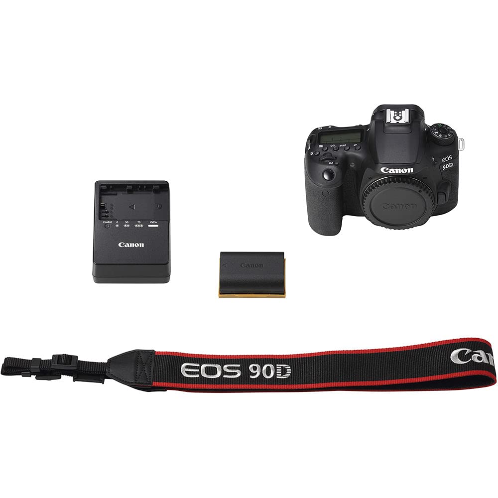 Canon EOS 90D DSLR Camera with Sigma 18-35mm, Canon EF-S 55-250mm, Canon EF-S 10-18mm, Soft Padded Case, Memory Card, and More - Triple Lens Set (Renewed) Black