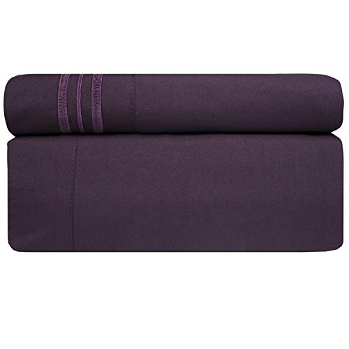 King Size Sheets - Breathable Luxury Bed Sheets with Full Elastic & Secure Corner Straps Built In - 1800 Supreme Collection Extra Soft Deep Pocket Bedding Set, Sheet Set, King, Purple