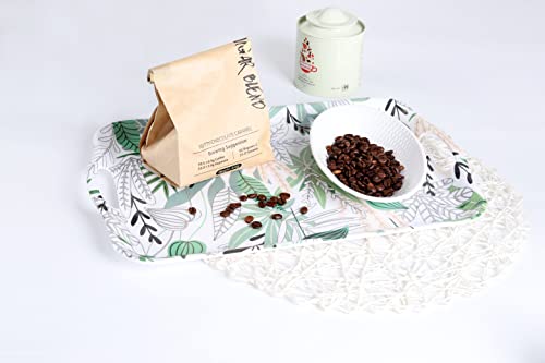 FlosSolis 16.5"x11.5" Serving Tray with handle Set of 2 leaf design, Melamine Rectangular Serving Tray/Platters stackable Sturdy and easy clean for Serving food,fruit,desserts,breakfast,meals,BPA FREE