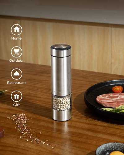 FORLIM Electric Salt and Pepper Grinder Set, Automatic Salt and Pepper Grinder Set, One Handed Operation Refillable Mill with Light, Adjustable Coarseness - 2 Mills