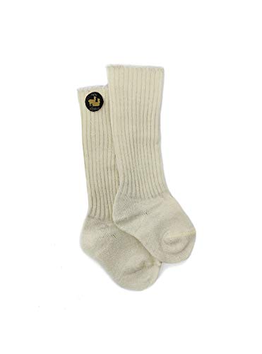 WARRIOR ALPACA SOCKS | Infant & Toddler Cuff-able Knee High | Baby Alpaca Wool (9-18 Months, Off White)
