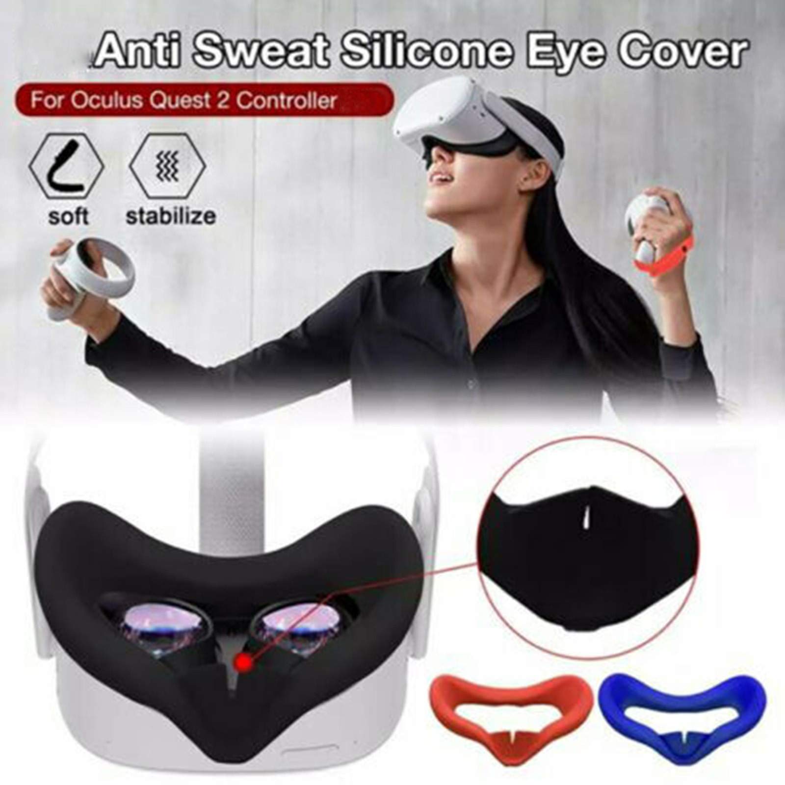 NOKIO Silicone Cover Eye Pad for Oculus Quest 2 face Cushion Cover Sweatproof Lightproof VR Accessories Prevent Light Leakage, Washable Eye Pad (Black)