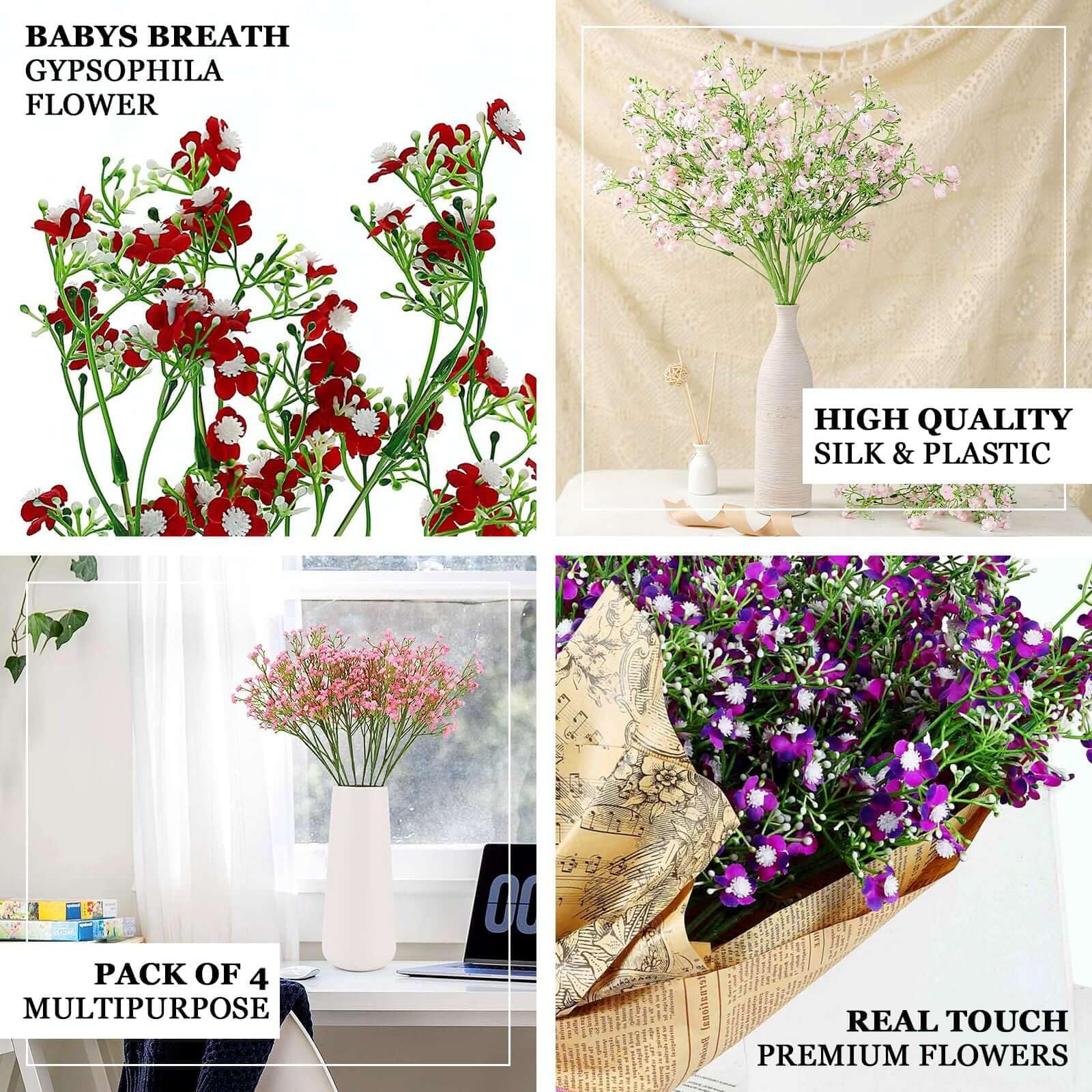 Efavormart 12 Pack - 22" White Babys Breath Artificial Flowers, Gypsophila Real Touch Silk Flowers Stem for DIY, Wedding, Party, Home, Floral Arrangement, Garden Decoration