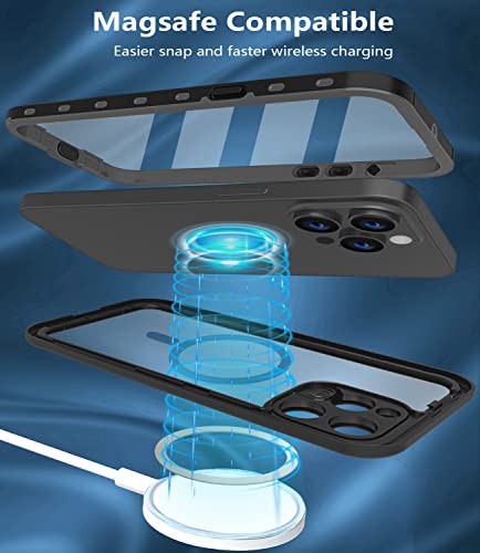 Dewfoam Design for iPhone 14 Pro Max Waterproof Case, Shockproof Dustproof Case with Screen Protector, Full Body Protective Phone Case for iPhone 14 Pro Max 6.7''(Black)