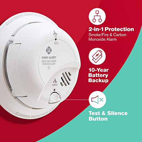 First Alert BRK SC9120LBL Hardwired Smoke and Carbon Monoxide (CO) Detector with 10 Year Sealed Battery Backup , White