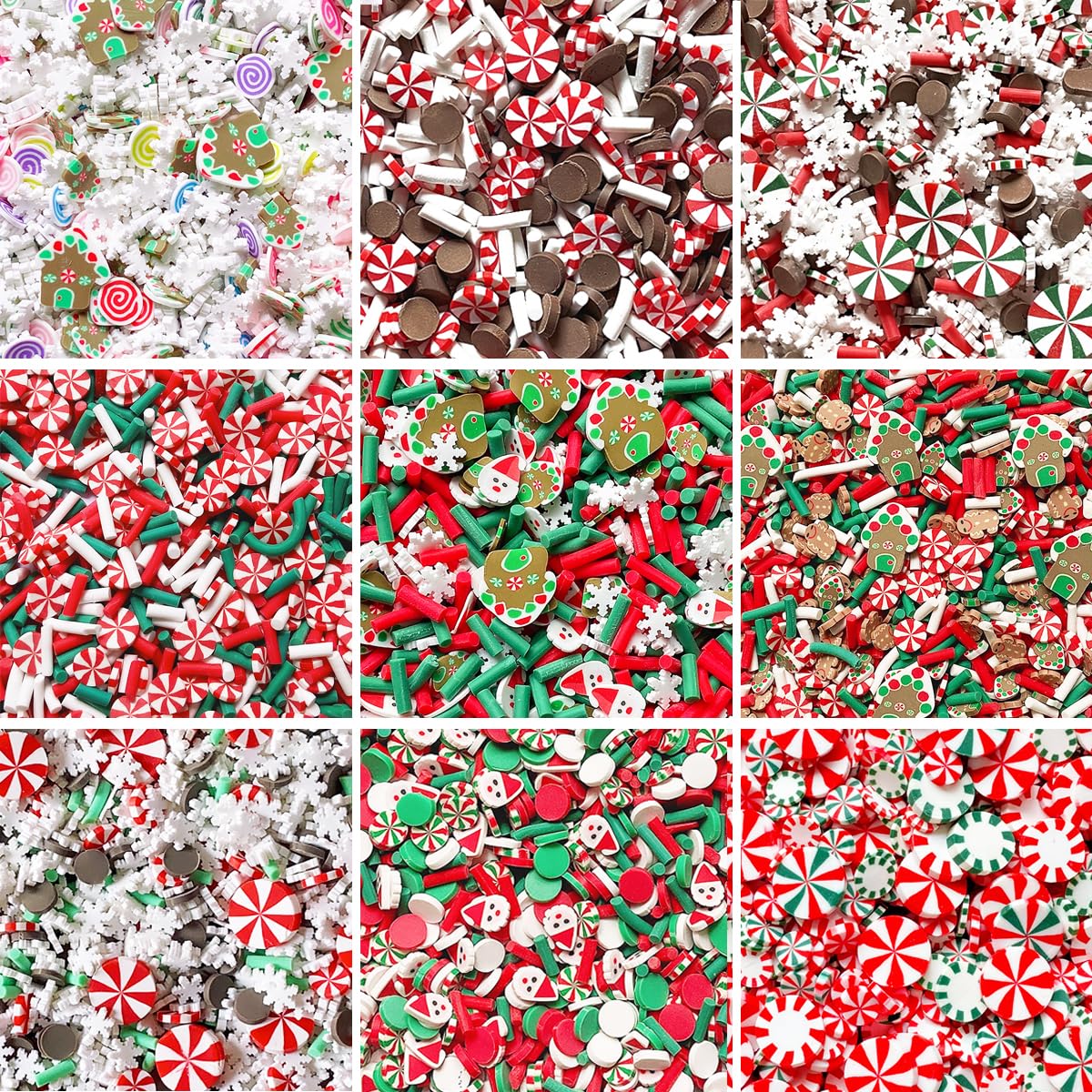 EHOPE Fake Sprinkles Fake Christmas Sprinkles Polymer Clay Sprinkles Polymer Sprinkles Christmas Polymer Clay Slices Fake Candy Sprinkles for Nail Art DIY Crafts Cake Phone(Christmas-90g-9 Styles)