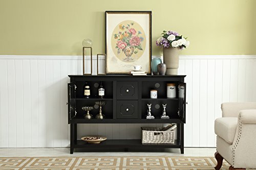 Mixcept 52" Stylish Sideboard Buffet Cabinet Wood Console Table Storage Cabinet with 2 Doors and 2 Drawers, Black