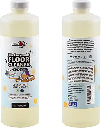 DU-MOST Enzymatic Floor Cleaner Concentrate (1 Oz Makes 1 Gal), No, Streak, No Rinsing, Kids & Pets Safe, Hard Surface Floors, Citrus Scent, 16 Fl Oz
