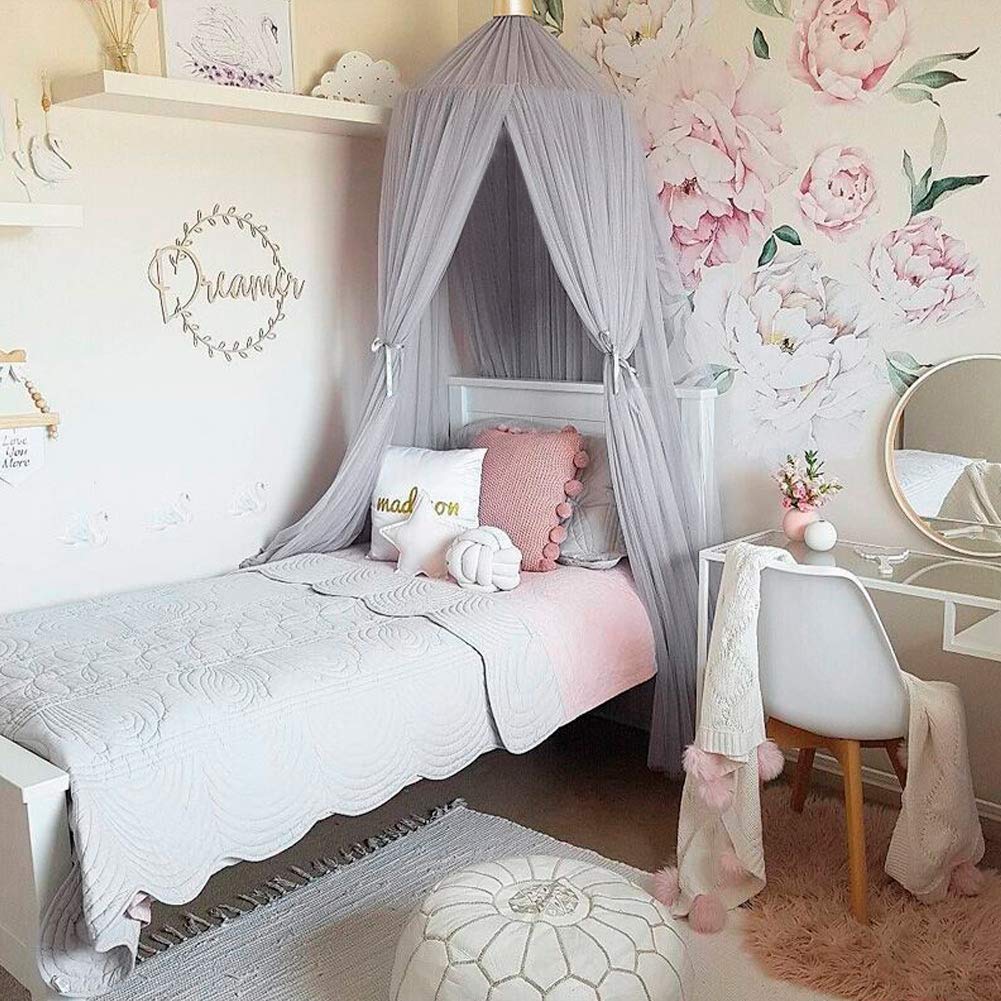 Bed Net, Elegant Color Netting Children Bed Net Canopy, Hanging The Screen Curtains or Netting Over a Queen or King Canopy Bed, Crib or Hammock (Gray)