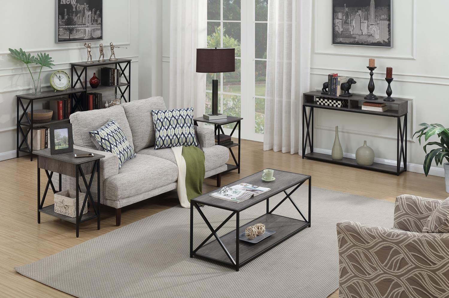 Convenience Concepts Tucson 3 Tier Bookcase, Weathered Gray