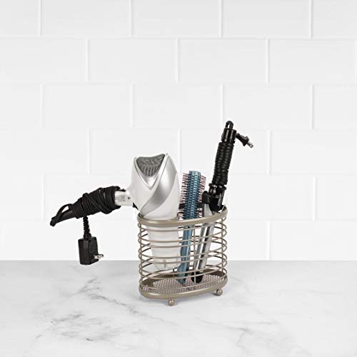 Spectrum Ashley Hair & Accessory Holder (Satin Nickel Powder Coat) - Bathroom & Under Sink Organizer for Hair Dryer, Beauty Tools, Accessories, & Home Essentials