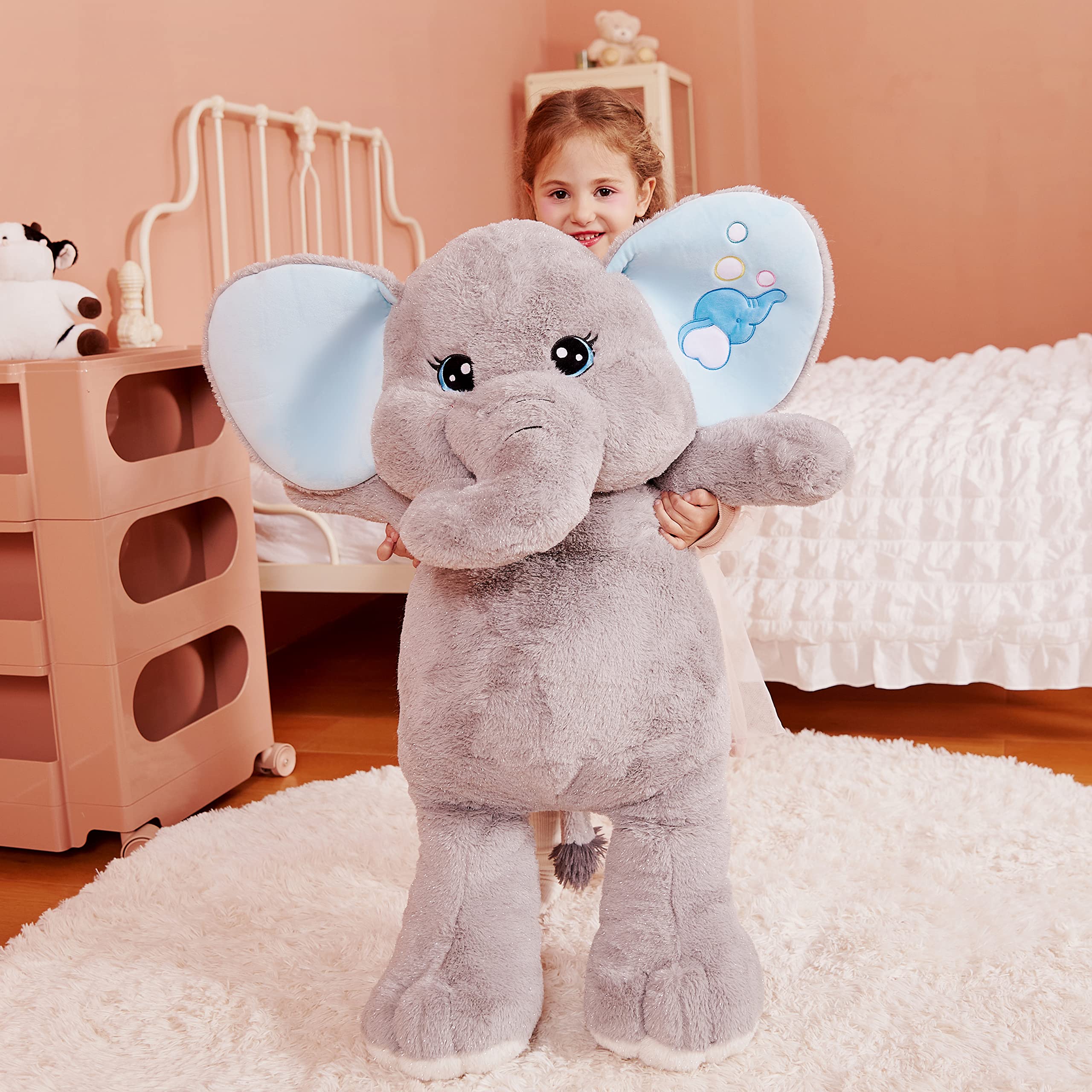 IKASA Giant Elephant Stuffed Animal Plush Toy,Large 30" Cute Jumbo Soft Toys,Huge Big Size Fluffy Plushy Fat Oversized Plushie,Gifts for Kids