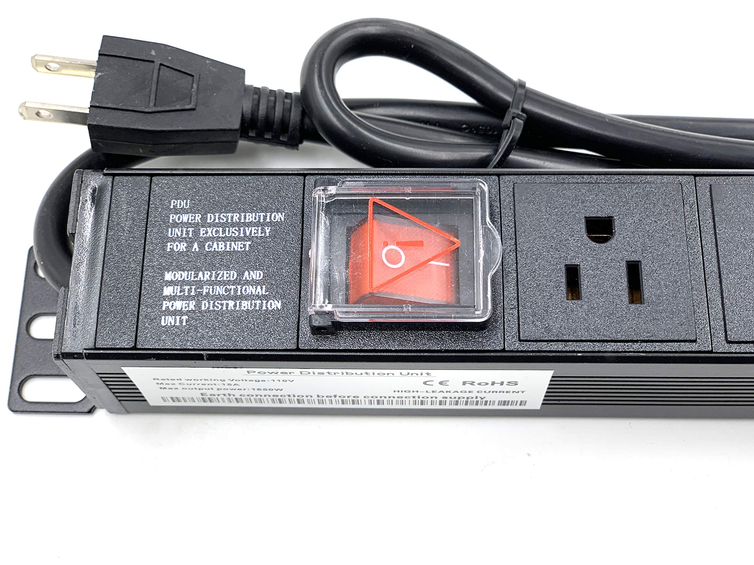 Raising Electronics 1U Rack Mount Distribution Power Unit-10 Outlet 15A PDU with Switch