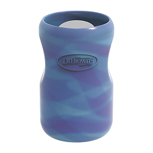 Dr. Brown’s Natural Flow Options+ Glass Baby Bottle Sleeves, 100% Silicone, 9 oz, Wide-Neck, Glow in the Dark