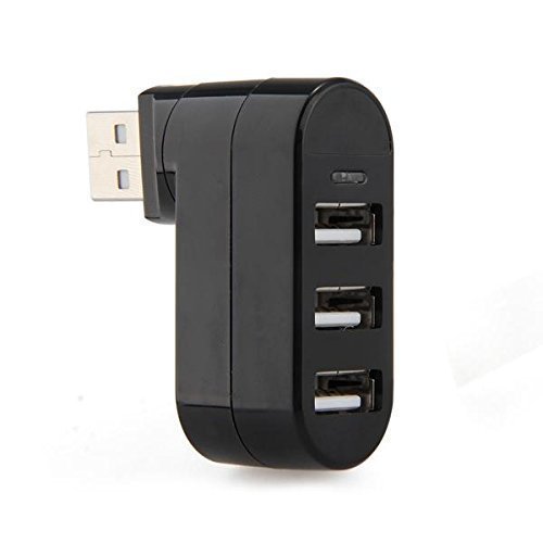 Sudroid 3-Port USB 2.0 Rotatable Hub [90°/180° Degree Rotatable] (Black)