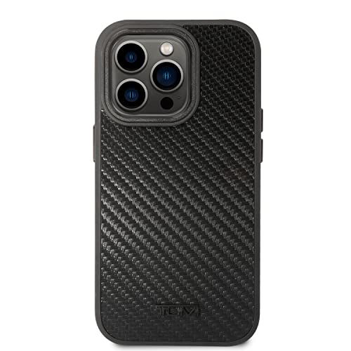 CG MOBILE TUMI Phone Case for iPhone 14 Pro Max in Black Aluminum Carbon Pattern, Real Protective & Durable Case with Easy Snap-on, Shock Absorption & Signature Logo