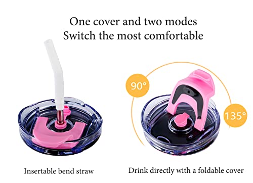 Murmioo 40OZ Tumbler with Handle and Straw,Insulated Leak Proof Double Walled Stainless Steel Travel Mug,Reusable Water Bottle Cup,keep Cold Ice,Hot water for Hours(Pink white gradient)