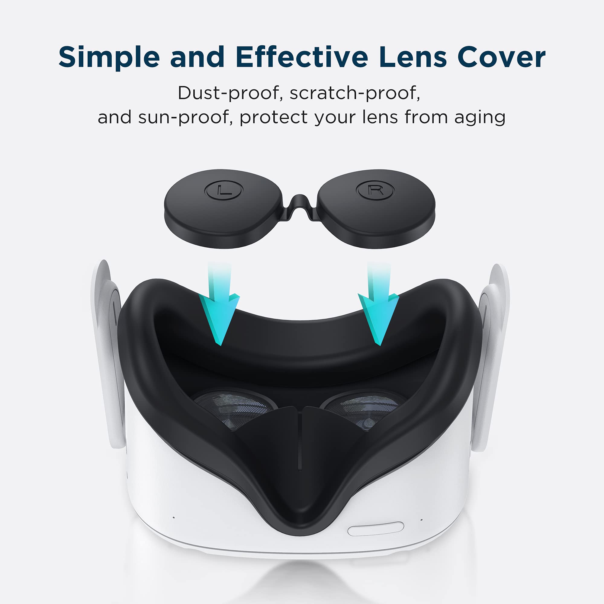 KIWI design Upgraded Face Cushion Cover Pad Compatible with Quest 2 Accessories, with Lens Protector, Full-Wrapped Non-Slip Silicone Face Cover Replacement, Prevent Sensor-Blocking Design