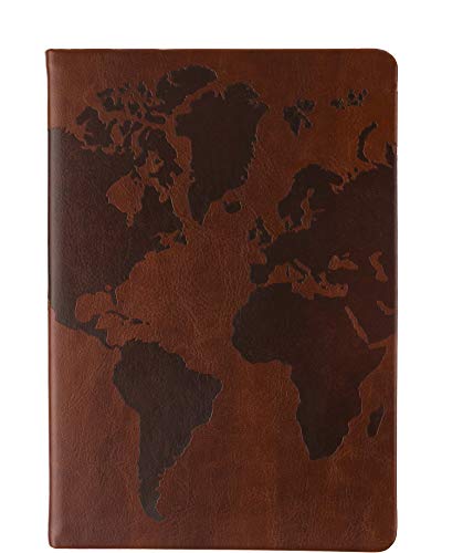 Eccolo Lined Journal Notebook, Flexi-Cover, World Map, 256 Ruled Pages, Medium 5.75-x-8.25 inches