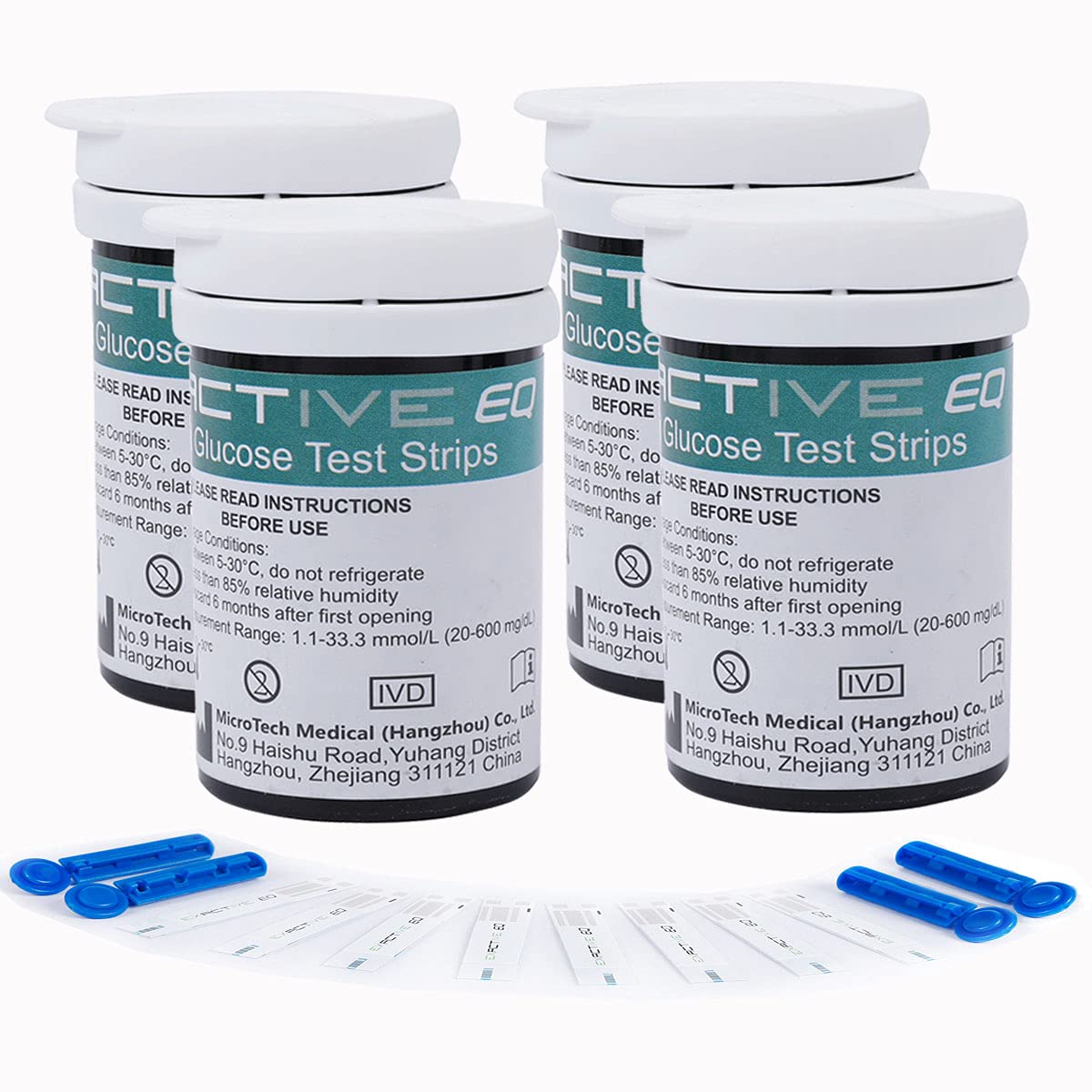 Exactive EQ Diabetes Test Strips Blood Glucose Test Strips x 100, Lancets x 100 Codefree Test Strips, Blood Suger Test Strips