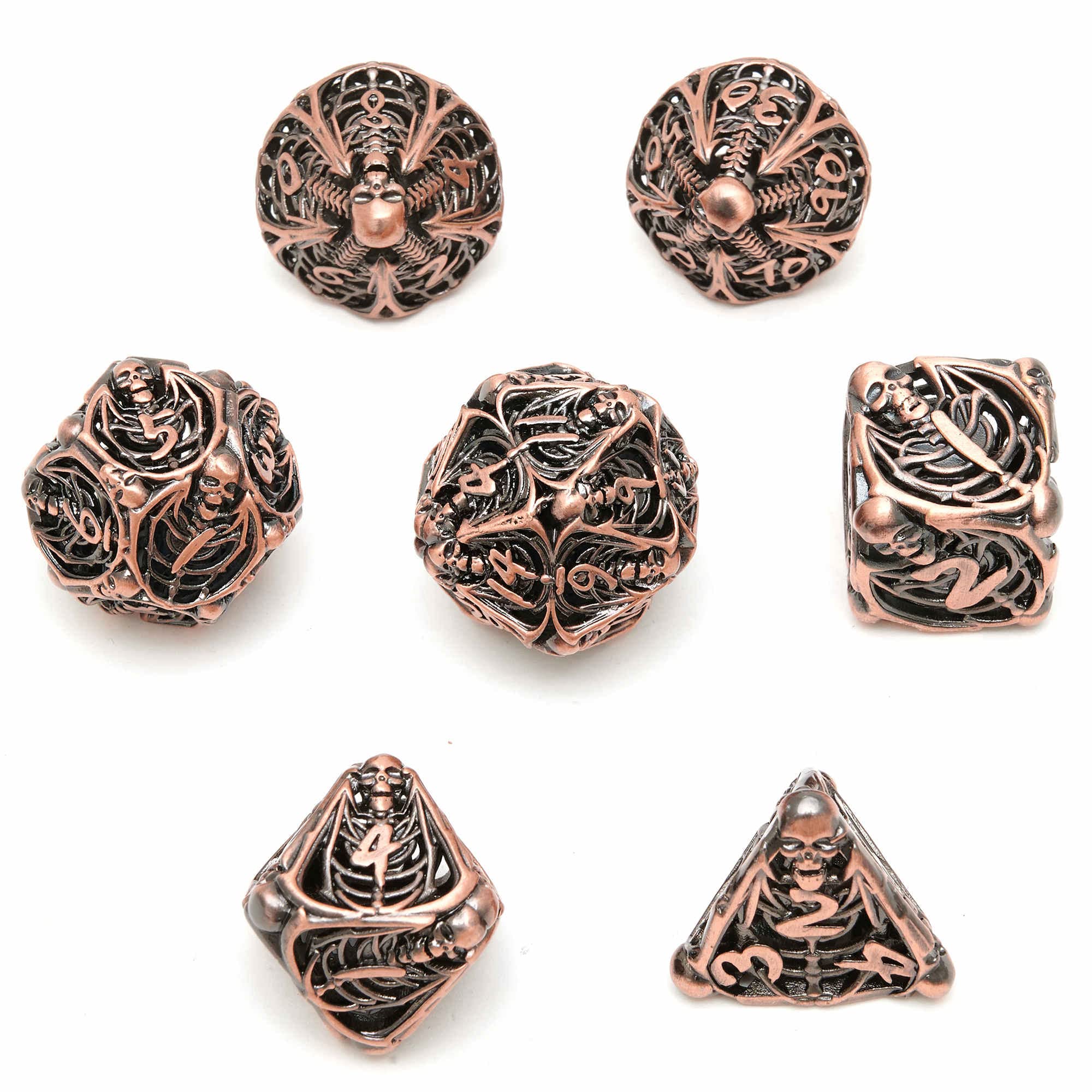Hollow Skull DND Metal dice Set, polyhedral Large RPG case dice d&d Starter Set Tray Tower Bag Holder Role Playing dice