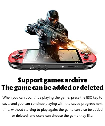 CZT New 5.1-inch Retro Video Game Console Build in 4800 Games of 9 emulators Handheld Portable Game Console Supports MP3/MP4/E-book with Rechargeable Lithium Battery mp3 mp4(Bluered)