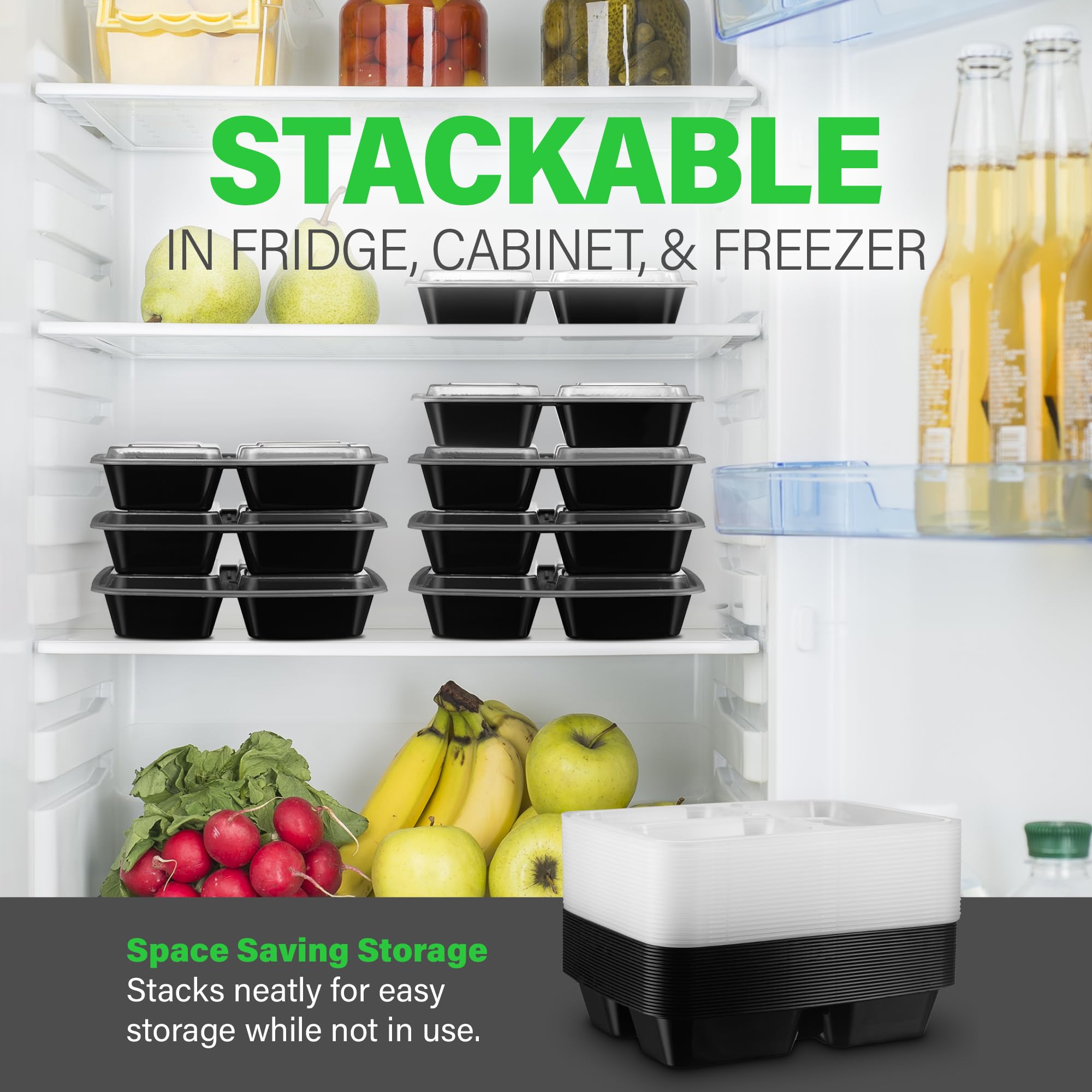 Ez Prepa - 10 Pack Bento Box Meal Prep Containers - Adult Bento Box & Lunch Box Containers - Dishwasher Safe Lunch Containers - Bento Lunch Box & Snack Containers - Meal Prep Container Microwave Safe