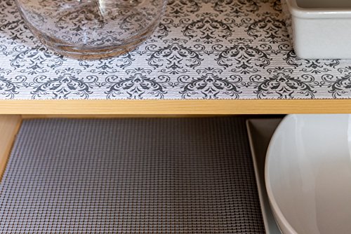 Duck Smooth Top EasyLiner, 12-inch x 10 Feet, Grey Damask