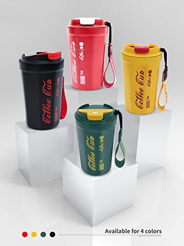 Gr8ware 13oz Travel Coffee Mug with Lid, Leak Proof Coffee Travel Mug for Hot/Iced Drinks, Double Wall, Vacuum Insulation - Red