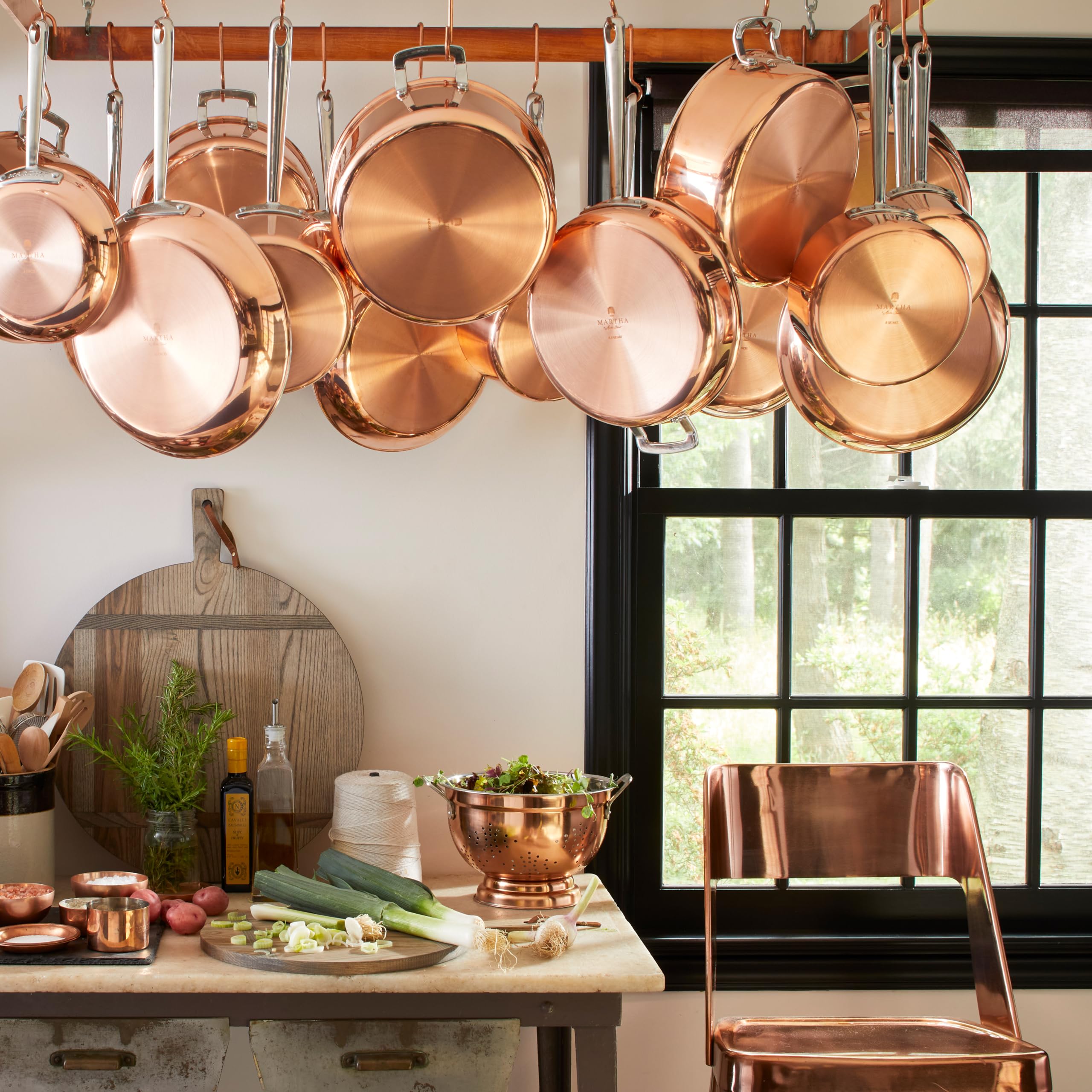 Martha by Martha Stewart 3-Quart Stainless Steel Low Saucepan w/Lid - Copper Exterior/Satin Interior