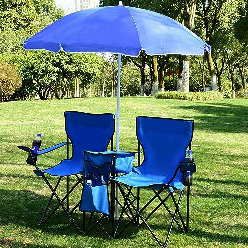 Foldable Beach Camping Chair with Canopy Shade Outdoor Folding Picnic Chair