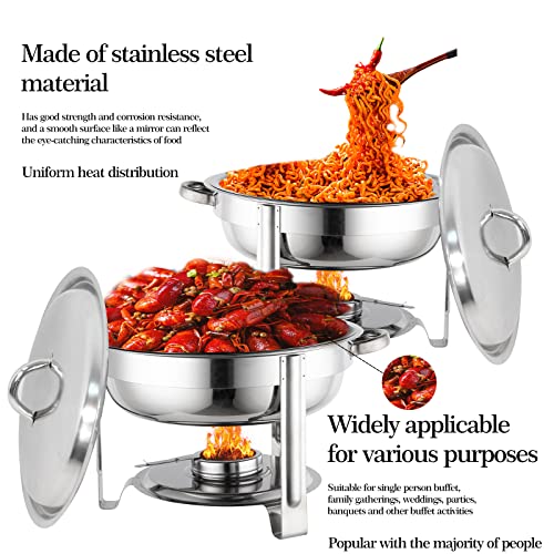 FXTNKYY Chafing Dish,Round Chafing Dish Buffet Set,Stainless Steel Chafers and Buffet Warmers Set,3.5QT Chafing Dishes with Lid & Holder,Food Warmers for Parties Buffet/Home Party (4 Pack)