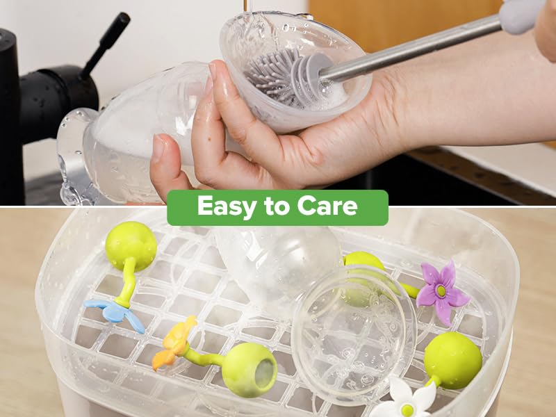 haakaa Manual Breast Pump with Suction Base and Flower Stopper Set for Breastfeeding (5oz/150ml)(White)
