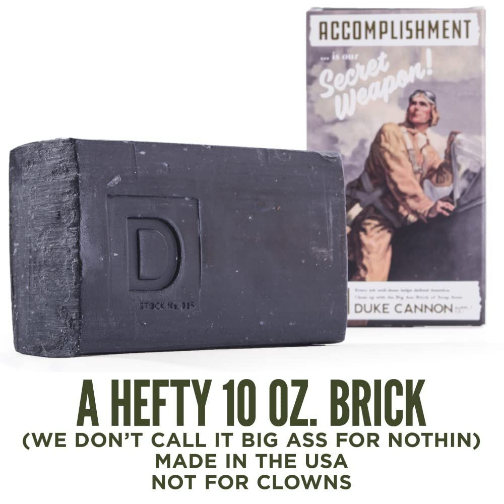 Duke Cannon Supply Co. Big Ass Brick of Soap Bar for Men WWII Collection Smells Like Accomplishment (Bergamot & Black Pepper) Multi-Pack - Superior Grade, Extra Large, All Skin Types, 10 oz (3 Pack)