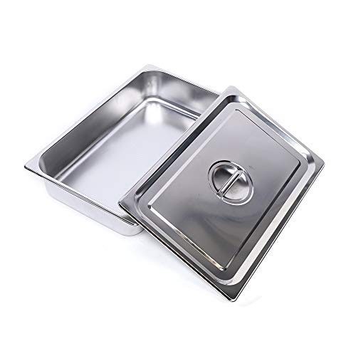 LOYALHEARTDY 4Pack 4" Deep Full Size Table Pan, Stainless Steel Hotel Pan Steam Table Pan with Lids Anti-Jam Hotel Food Pans