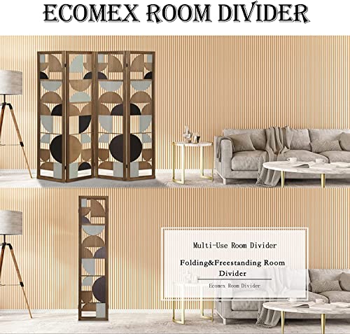 ECOMEX 4 Panel Room Divider,Freestanding Folding Room Divider Screen, Cutout Room Divider Wall, Room Dividers and Room Partition for Home Office(Classic Color)