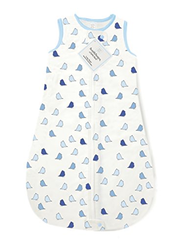 SwaddleDesigns Cotton Sleeping Sack with 2-Way Zipper, Made in USA, Premium Cotton Flannel, Pastel Blue Little Chickies, 6-12MO