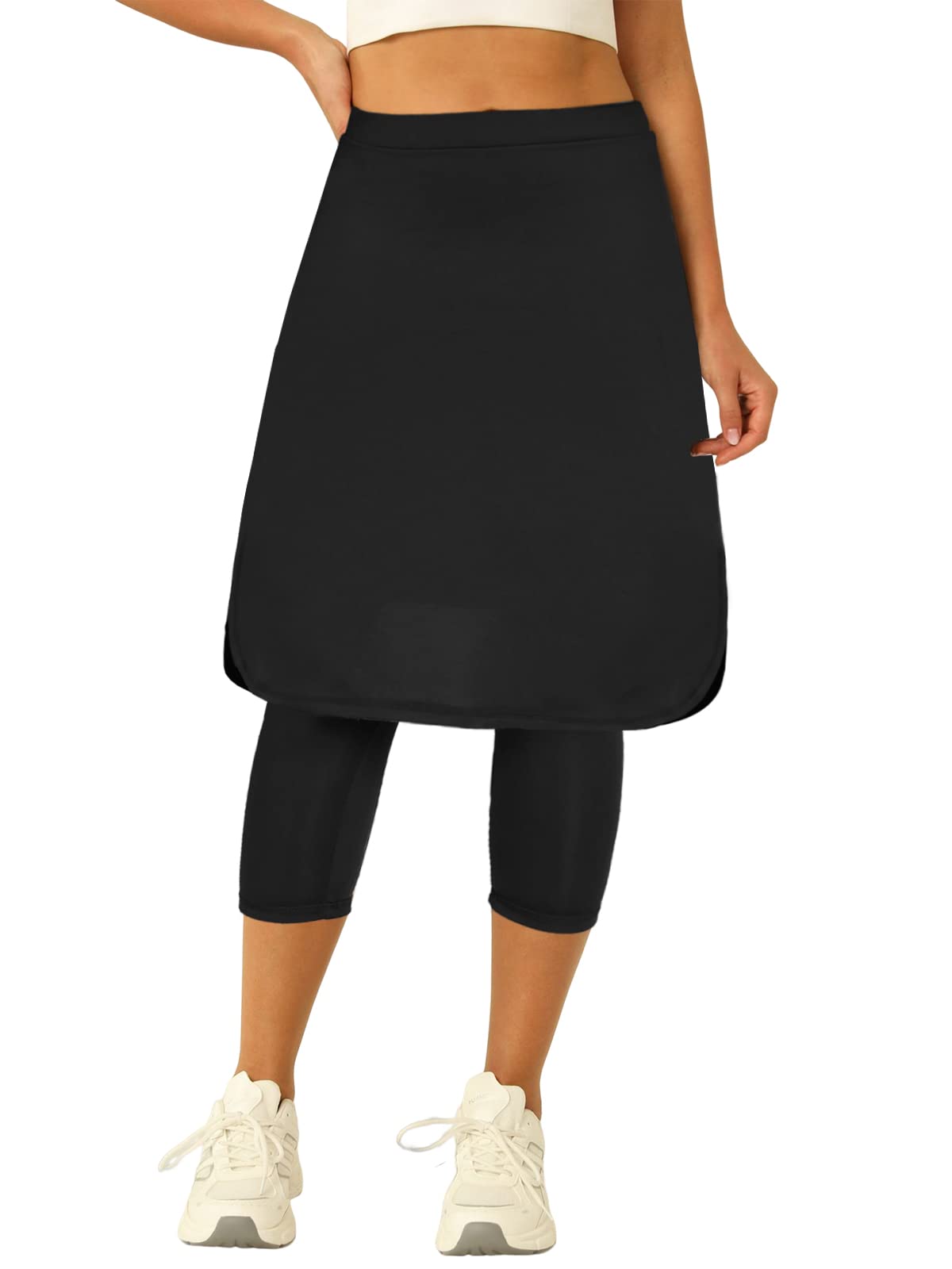 Aurgelmir Womens Knee Length Tennis Skirt with Built in Capri Leggings Drawstring Workout Skorts
