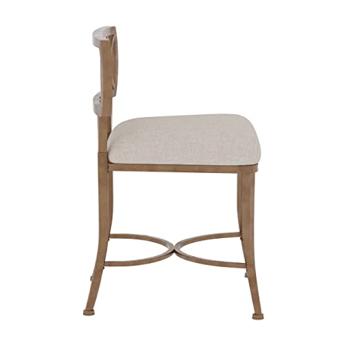 Hillsdale, Canal Street Metal Vanity Stool with Interlocking Oval Back Design for Makeup Room or Bathroom, Golden Bronze