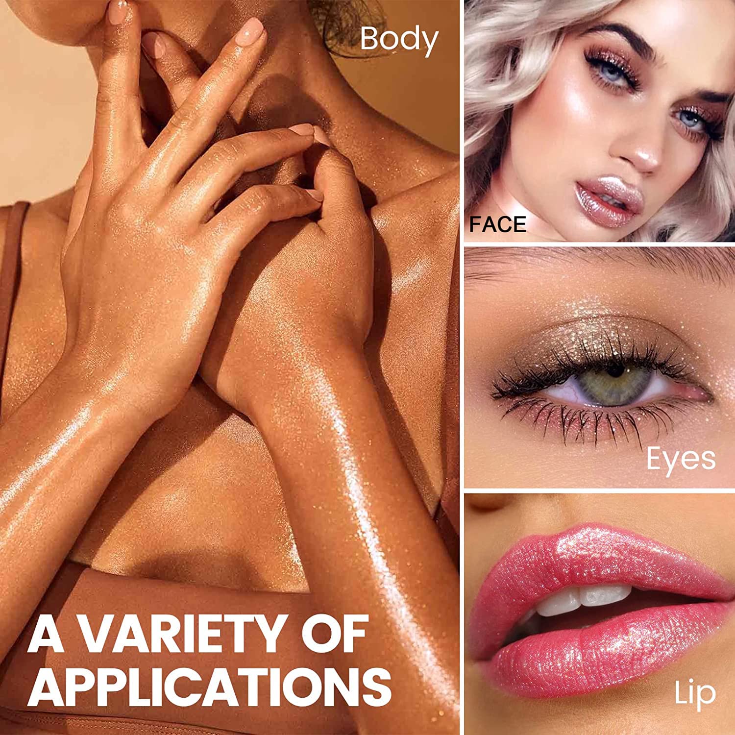 BeeYoYe 3 Color Glitter Powder Highlighter Makeup,Body Brightens the Natural Three-Dimensional Face Blusher Patting Glitter Powder Highlighter Makeup (01# 02#03#)