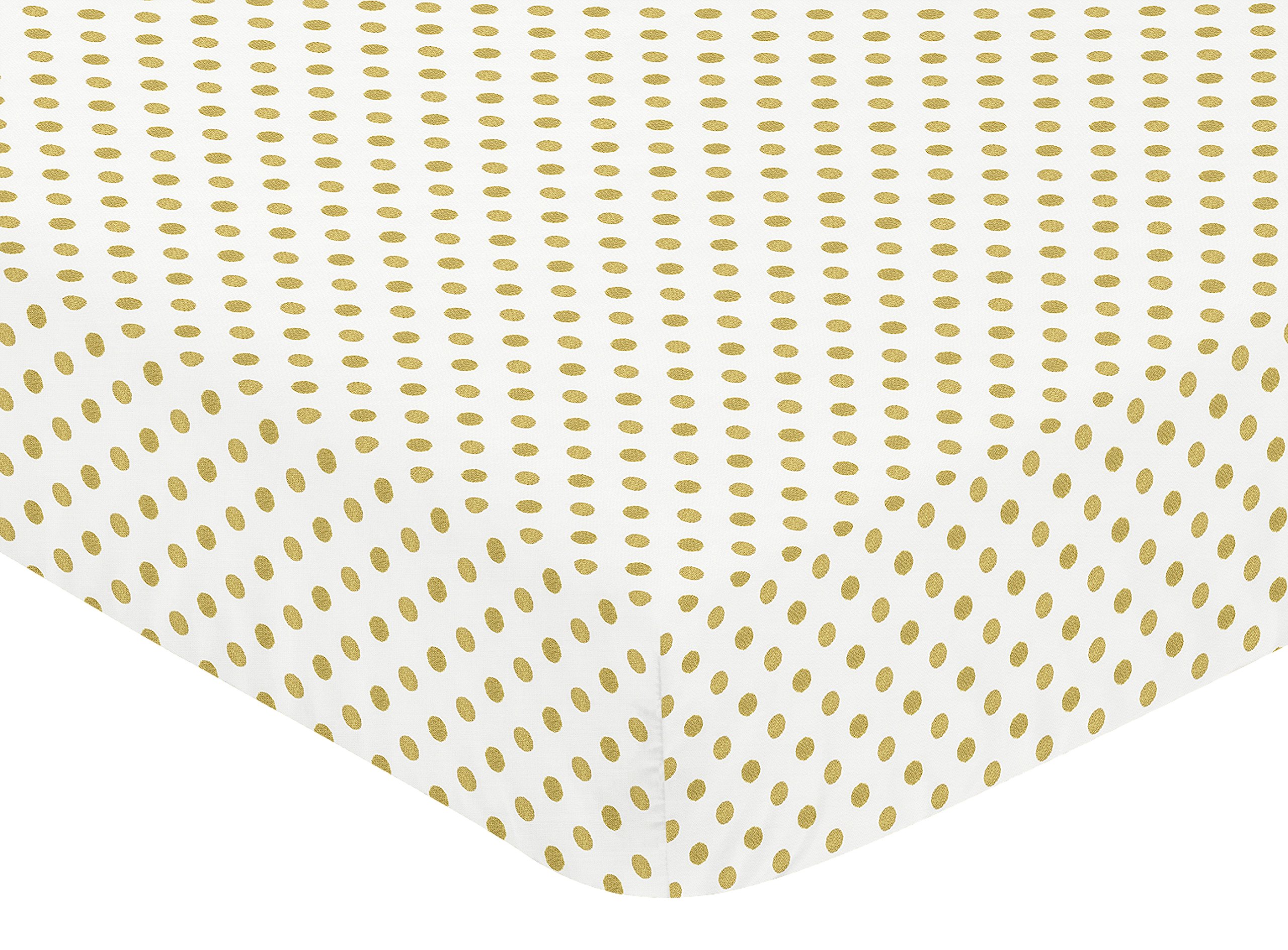Sweet Jojo Designs Fitted Crib Sheet for Amelia Baby/Toddler Bedding - Gold and White Polka Dot