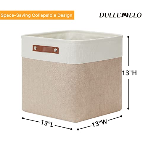 DULLEMELO Collapsible Bundle Baskets 4 Cube Baskets 13"x13"x13" + 6 Small Baskets 11.8"x7.9"x5.1"(White&Khaki)