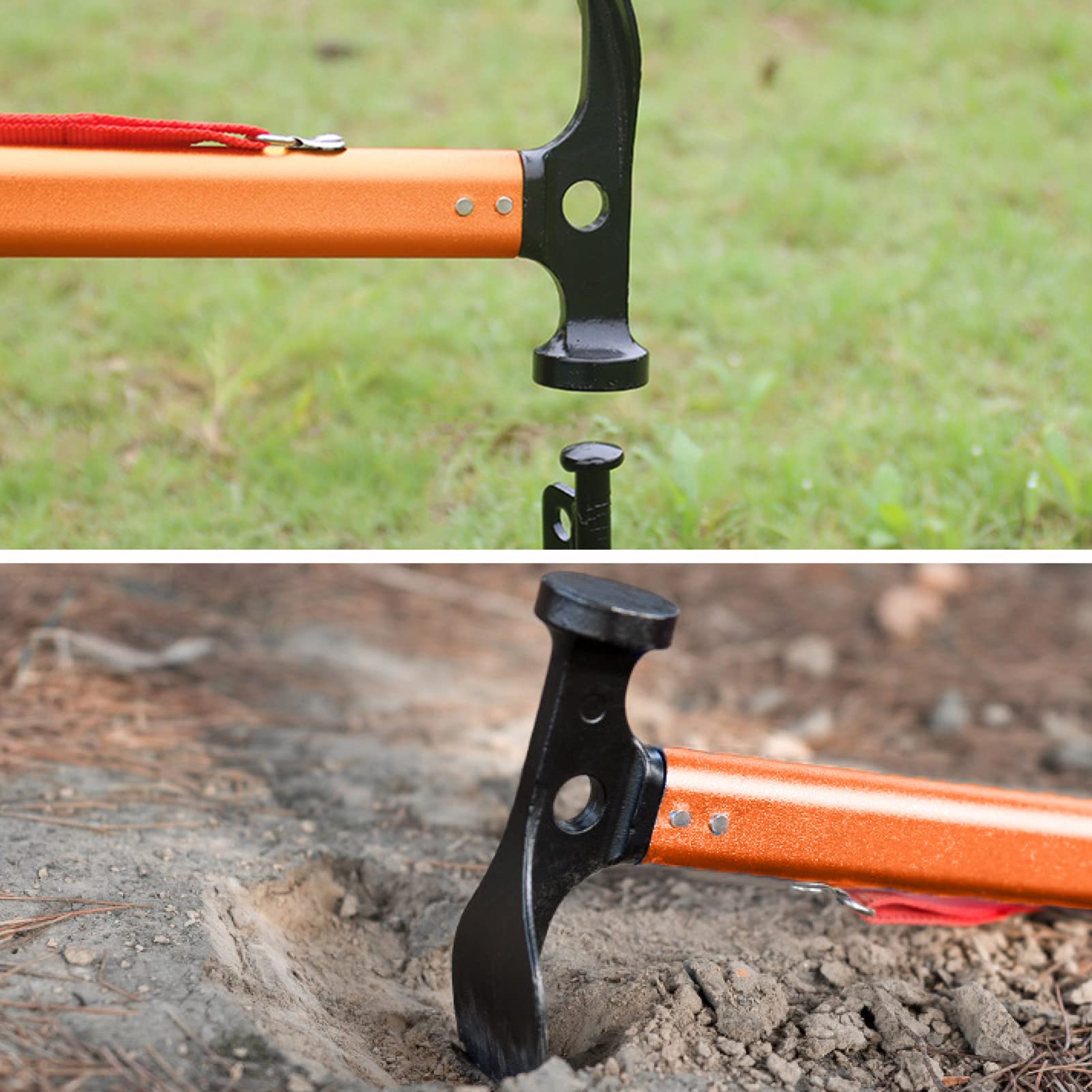 Azarxis Tent Stake Mallet Tark Peg Puller Hammer Nail Remover for Outdoor Camping Gardening Backpacking Hiking Lightweight Portable with Carry Bag (Black - Carbon Steel Head + Aluminum Handle)