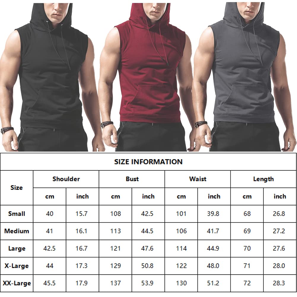 Aixdir Sleeveless Shirts for Men Casual Hoodie Tank Tops Gym Workout with Pocket Royal Blue L