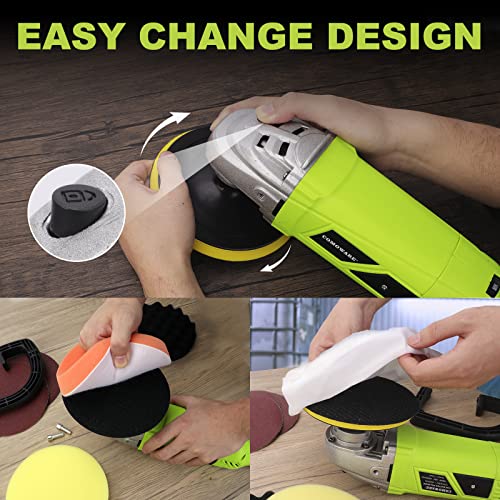 COMOWARE Buffer Polisher for Car Detailing, 7 Inch/6 Inch Car Buffers and Polishers Kit, 6 Variable Speed 600-4000 RPM, 1300W Car Polisher, Polishing Machine for Sanding, Polishing, Waxing