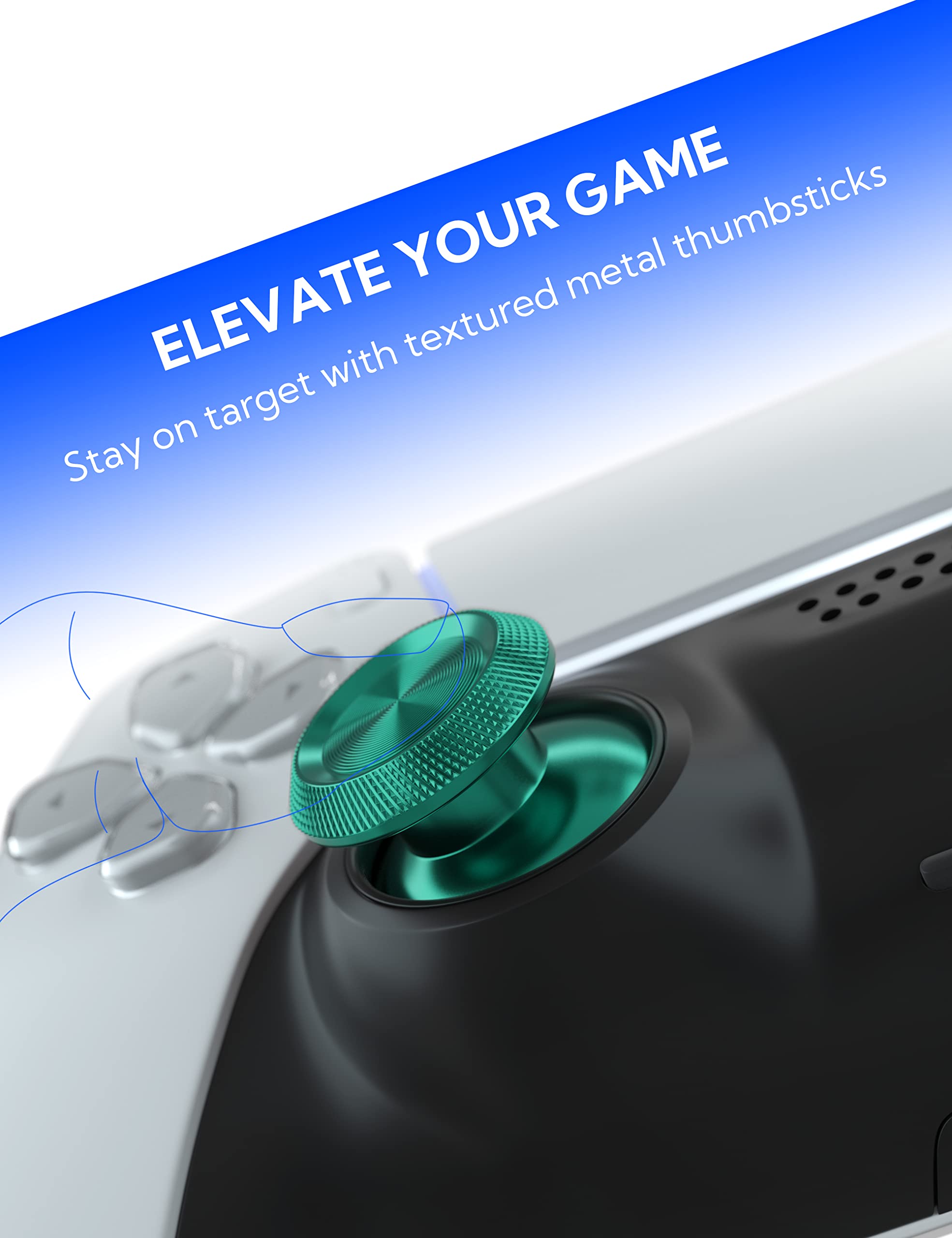 Avericht Metal Thumbsticks for PS5 Controller, Aluminum JoyStick Replacement Kit for Dualsense Controller (Metal Green)
