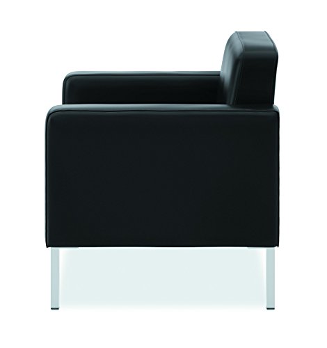 HON Corral Leather Club Chair, Guest Chair for Office Space, Black (HVL887)