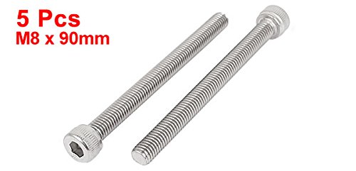 uxcell M8 x 90mm 1.25mm Pitch Stainless Steel Hex Socket Head Cap Screws 5pcs