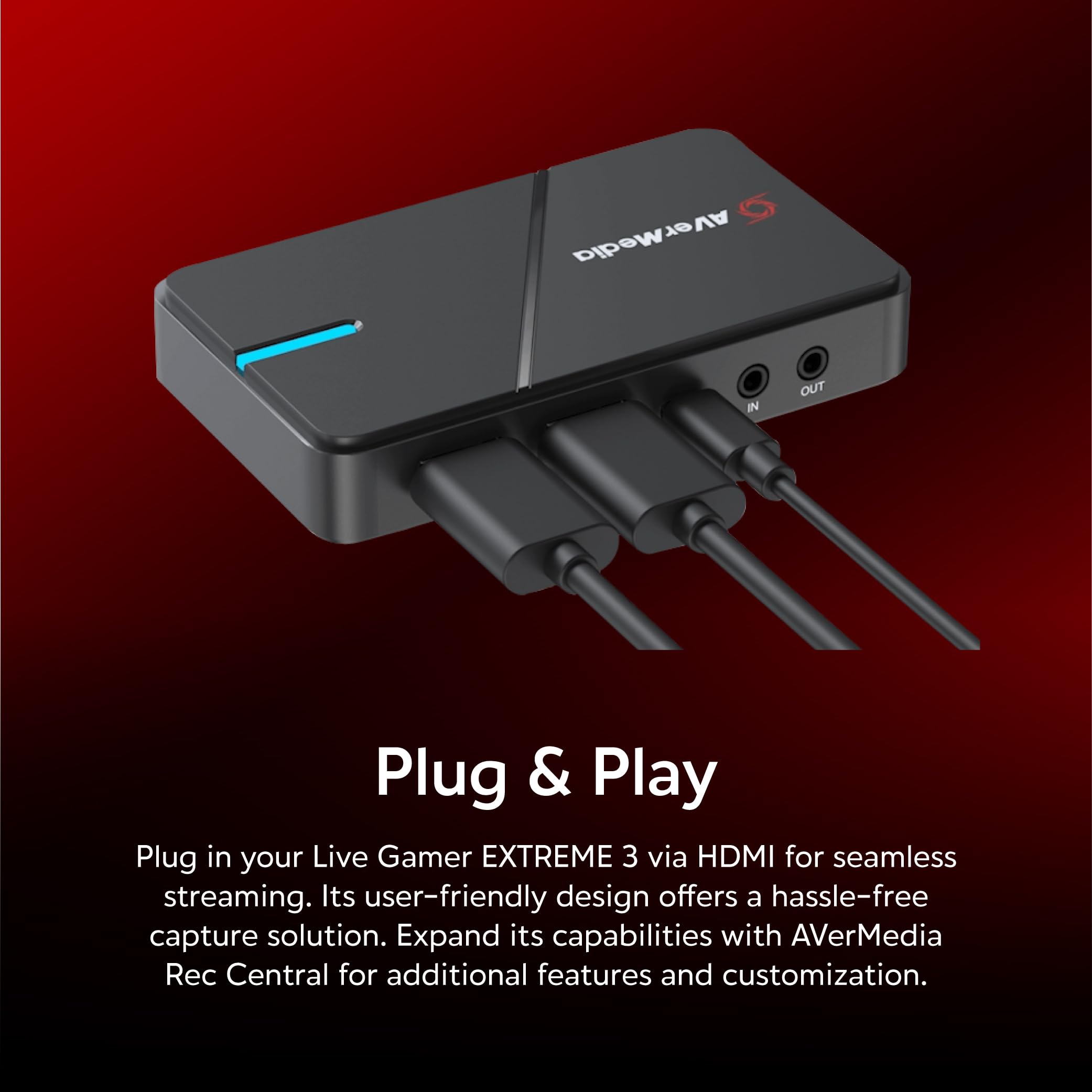 AVerMedia HDMI Capture Card - Gaming, Video Streaming, 4K Capture Card for PS5, Xbox Series X/S, Xbox One, PS4, Nintendo Switch, Windows 11 / Mac Os12, HDR & VRR Support - GC551G2 Live Gamer Extreme 3